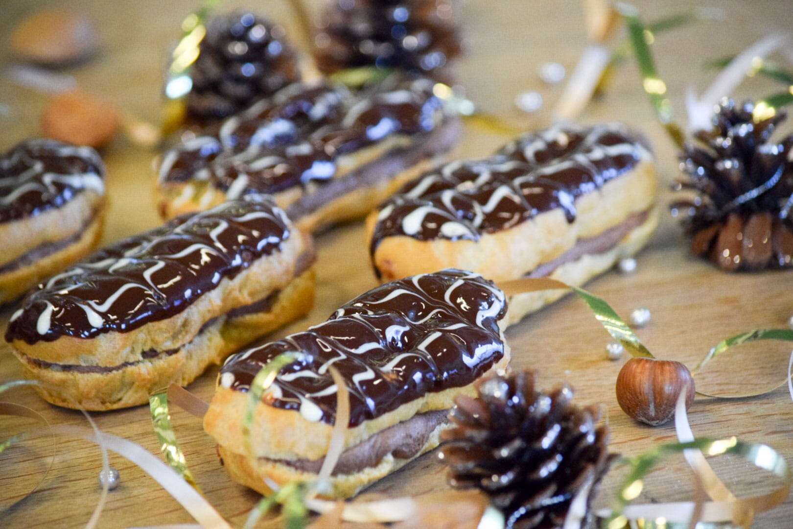 Chocolate and Chestnut Christmas Eclairs | Bake With Stork